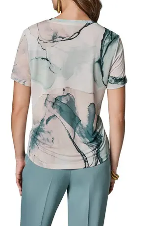 Donna Karan New York Abstract Print Knit Top With Side Twist