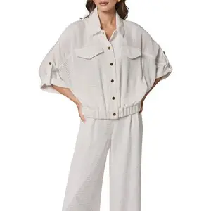 Donna Karan New York Dolman Sleeve Button-up Top - Cream
