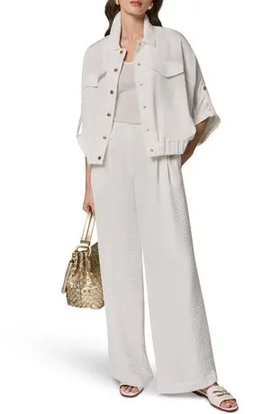 Donna Karan New York Dolman Sleeve Button-up Top - Cream