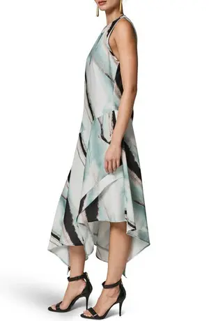 Donna Karan New York Sleeveless Asymmetric Hem Dress - Waterlily Multi