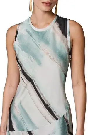 Donna Karan New York Sleeveless Asymmetric Hem Dress - Waterlily Multi