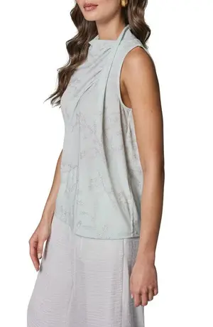 Donna Karan New York Hotfix Twist Drape Sleeveless Top - Skylight