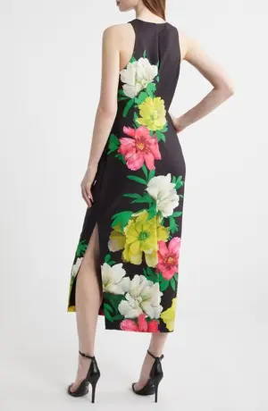 Adrianna Papell Floral Satin Gown