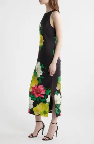 Adrianna Papell Floral Satin Gown