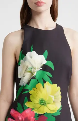 Adrianna Papell Floral Satin Gown