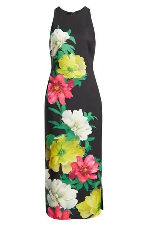Adrianna Papell Floral Satin Gown