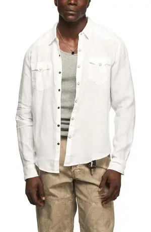 Lucky Brand Linen Snap-up Western Shirt