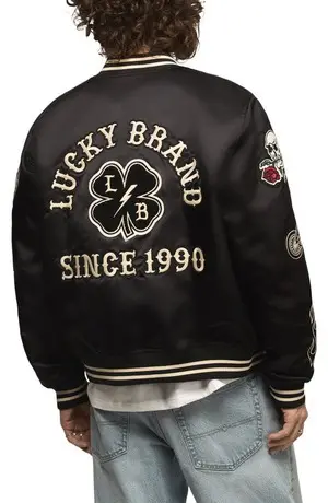 Lucky Brand Satin Varsity Jacket