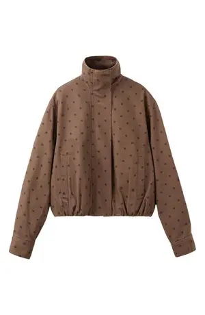 Mango Printed Denim Bomber Jacket - Chocolate