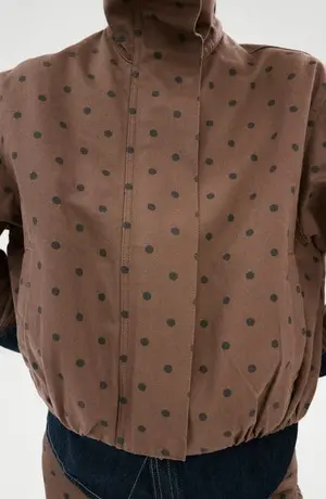 Mango Printed Denim Bomber Jacket - Chocolate