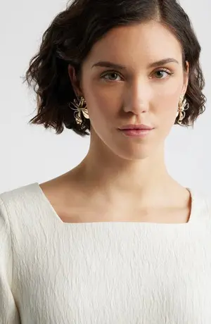 Nordstrom Crystal Center Open Petal Drop Earrings