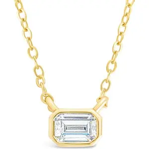 Sterling Forever Emerald Cut Cubic Zirconia Pendant Necklace - Gold