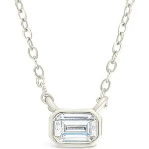 Sterling Forever Emerald Cut Cubic Zirconia Pendant Necklace - Silver