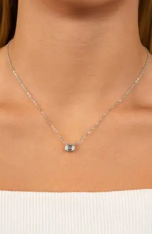 Sterling Forever Emerald Cut Cubic Zirconia Pendant Necklace - Silver