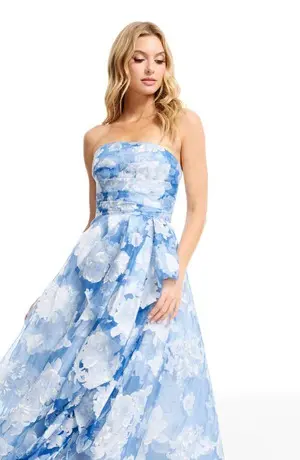 Dress The Population Floral Strapless A-line Gown