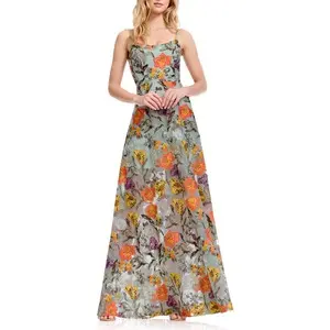 Dress The Population Umalina Embroidered Gown - Sage Multi