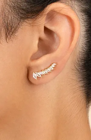 Sterling Forever Skye Cubic Zirconia Threader Stud Earring - Gold