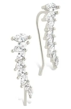 Sterling Forever Skye Cubic Zirconia Threader Stud Earring Silver