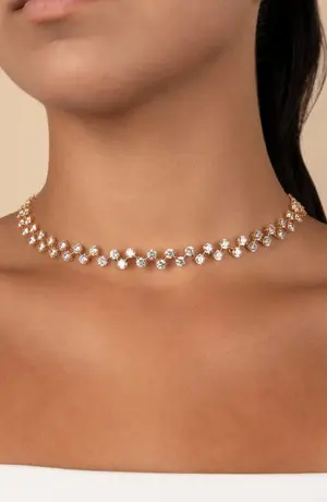 Sterling Forever Carson Cubic Zirconia Choker Necklace - Gold