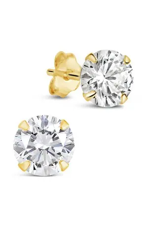 Sterling Forever Cubic Zirconia Stud Earrings - Gold