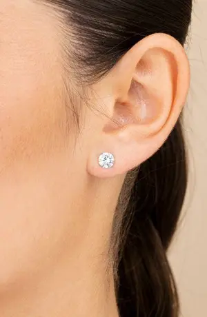 Sterling Forever Cubic Zirconia Stud Earrings - Silver