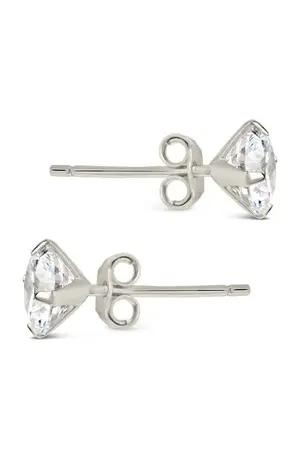 Sterling Forever Cubic Zirconia Stud Earrings - Silver
