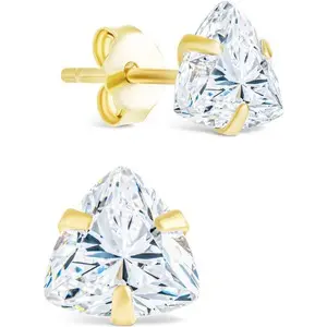 Sterling Forever Trillion Cut Cubic Zirconia Stud Earrings Gold
