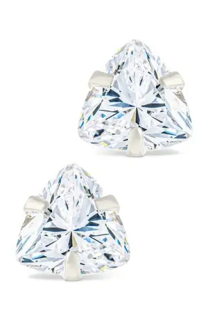Sterling Forever Trillion Cut Cubic Zirconia Stud Earrings - Silver