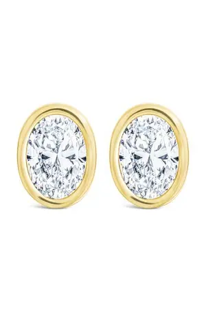 Sterling Forever Oval Cut Cubic Zirconia Stud Earrings - Gold