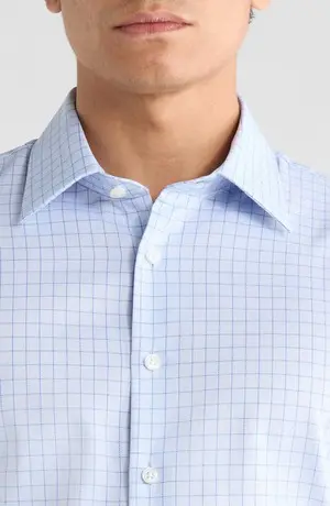 Nordstrom Trim Fit Check Premium Non Iron Cotton Dress Shirt