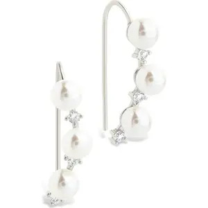 Sterling Forever Siena Cubic Zirconia & Cultured Pearl Threader Earring - Silver