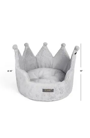 NANDOG PET GEAR Crown Dog Bed For Cats & Dogs - Pearl River Gray