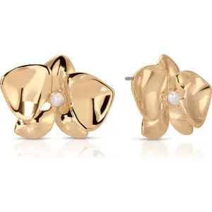 Ettika Freshwater Pearl Blossom Stud Earrings - Gold/pearl