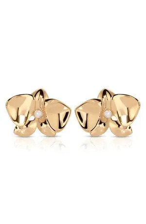Ettika Freshwater Pearl Blossom Stud Earrings - Gold/pearl
