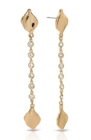 Ettika Crystal Bloom Linear Drop Earrings - Gold