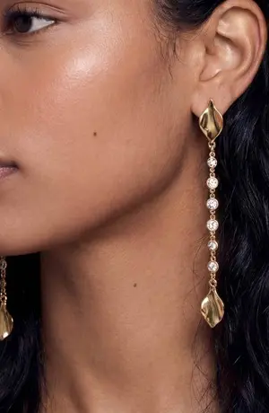 Ettika Crystal Bloom Linear Drop Earrings