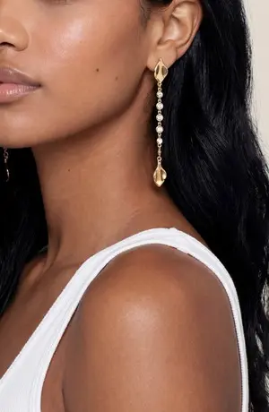Ettika Crystal Bloom Linear Drop Earrings