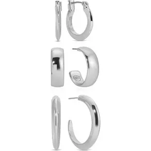 Ettika Set Of Hoop Earrings - Silver