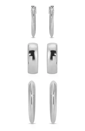 Ettika Set Of Hoop Earrings - Silver