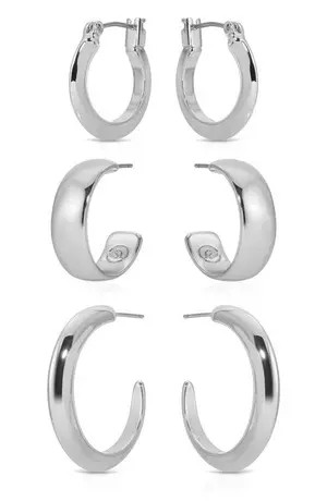 Ettika Set Of Hoop Earrings - Silver