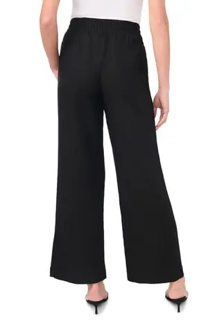 CECE DUPRAZ Drawstring Linen Blend Pants - Rich Black
