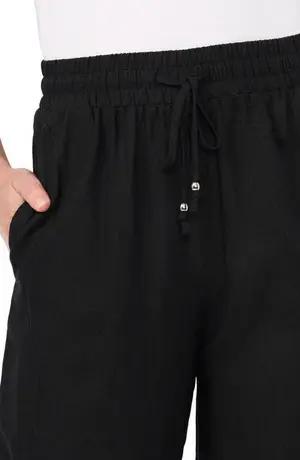 CECE DUPRAZ Drawstring Linen Blend Pants - Rich Black