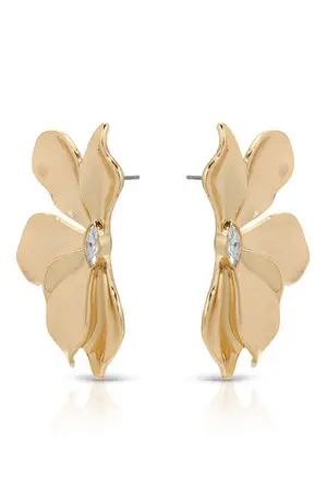 Ettika Crystal Bloom Statement Earrings - Gold