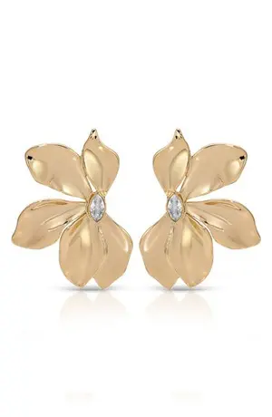 Ettika Crystal Bloom Statement Earrings - Gold