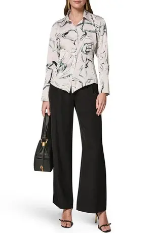 Donna Karan New York Printed Asymmetric Shirt - Aqua Mint Multi