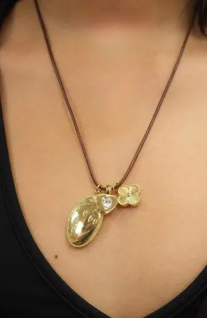 Argento Vivo Charm Locket Cord Necklace