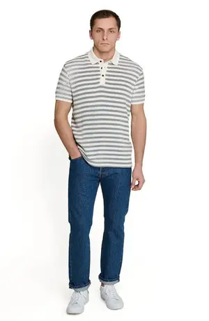 CON.STRUCT Slim Fit Short Sleeve Stripe Polo - Grey