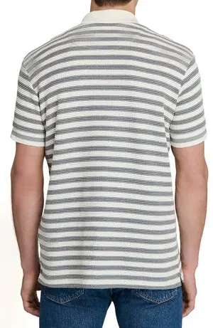 CON.STRUCT Slim Fit Short Sleeve Stripe Polo - Grey