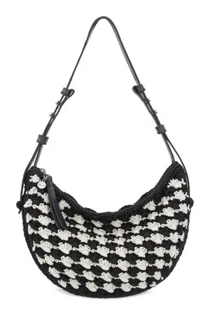 THE SAK Tess Shoulder Bag Hand Crochet - Black Ecru Shell