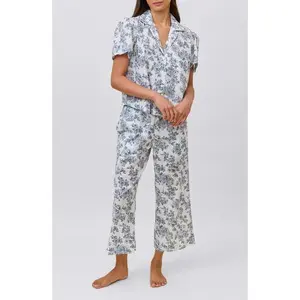 PAPINELLE Nostalgia Floral Crop Cotton Pajamas - White